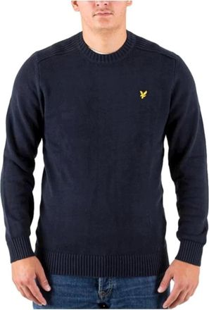 Lyle & Scott Homme, Pulls, Bleu, Taille: S Pull &agrave; col rond c&ocirc;tel&eacute;