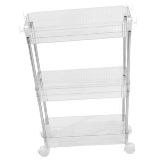 BESPORTBLE Mobiler Organizer Trolley mit Schmalem Regal Rollbarer Aufbewahrungswagen für Bad Küche Wohnzimmer Platzsparender Utility Cart mit Leichtgängigen Räde