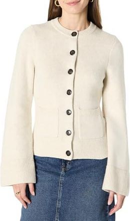 Amazon Essentials Cardigan à Manches Longues et Évasées, Taille Ajustée et Coupe Classique Femme, Avoine Chiné, XXL