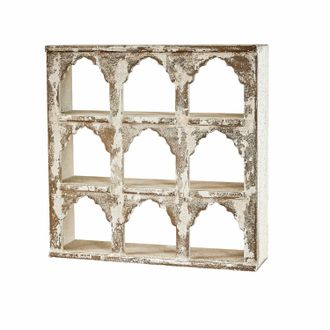 Loberon Wandorganizer Lorinique, Nostalgischer Charme, Rustikale Eleganz, Historische Rundbogen-Öffnungen, Wanddekoration, Wohn-Accessoire, MDF, Eisen, antikw