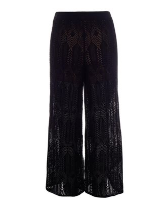 Liu Jo Womens Trousers Perforated Knit Black Cotton Polyamide