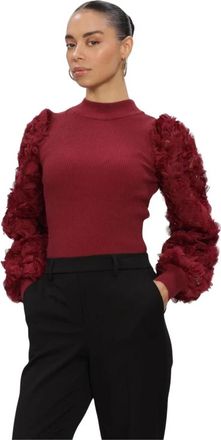Y.A.S Yasrunella LS High Neck Knit Pullover - - Knitwear - Damen - Rot - M