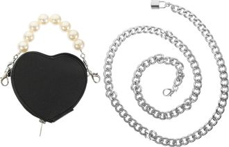 BESPORTBLE Hemobllo Punk Damen Bauchtasche mit Perlenkette Verstellbare Kleiner G&uuml;rteltasche aus Metall und Pu Herzf&ouml;rmige H&uuml;fttasche f&uuml;r Teenager und M&auml;dchen St
