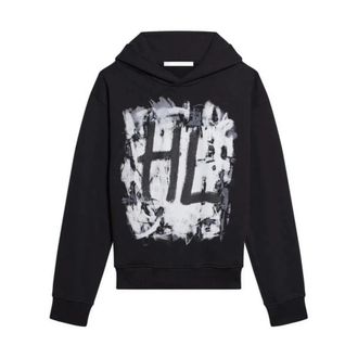 Helmut Lang Schwarzer Hoodie mit grafischem Print und langen &Auml;rmeln - - Sweatshirts & Hoodies - Herren - Schwarzk - L