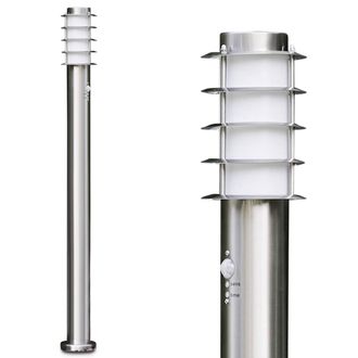 HOFSTEIN Au&szlig;enleuchte Tunes mit Bewegungsmelder, moderne Sockelleuchte aus Edelstahl und Kunststoff-Scheiben, Wegeleuchte 110 cm, Gartenlampe mit E27-Fassung, 