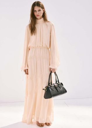 Mango Robe fluide d&eacute;tails brod&eacute;s rose p&acirc;le - Femme - XS - MANGO