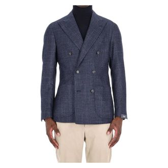 Barba Blauer ma&szlig;geschneiderter Prince of Wales Mantel - - Jackets - Herren - Blau - L