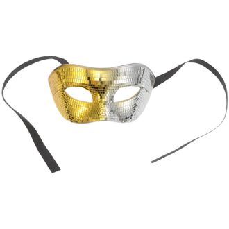 OSALADI Disco Halbgesichtsmaske mit Spiegelglas Glitzernde Karnevals und Halloweenmaske f&uuml;r Erwachsene Leichte Kost&uuml;mpartymaske in Gold Silber Verlauf