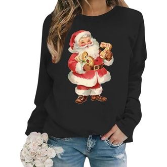 Generic Chandails graphiques pour femmes, imprim&eacute; P&egrave;re No&euml;l amusant 67, pulls de No&euml;l avec dessins anim&eacute;s | Streetwear, Noir, 3XL