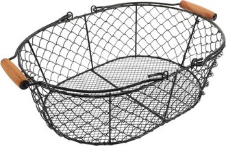 Yardwe Metall-draht Feuerholzkorb mit Griff Robuster Kamin-holzkorb und Kohlebeh&auml;lter Ger&auml;umiger Feuerholzhalter f&uuml;r Innen und Au&szlig;en Vielseitiger Lagerkorb f