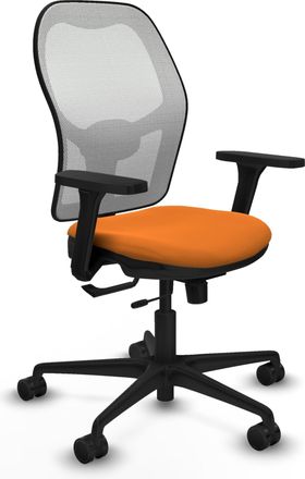 Piqueras y Crespo B&uuml;rostuhl mit 3D-Armen, h&ouml;henverstellbare Lendenwirbelst&uuml;tze, ausgestattet mit Syncro/Traslack und injiziertem Schaumstoff, Wei&szlig;/Orange