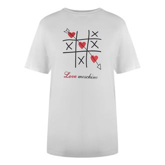 Moschino Tic-tac-toe Logo Wei&szlig;es T-shirt