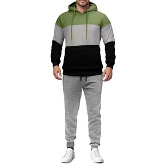 Generic Survêtement 2 pièces pour homme avec sweat à capuche et jogging - Tenue décontractée pour le sport de plein air - Survêtement dautomne et dhiver 2025,