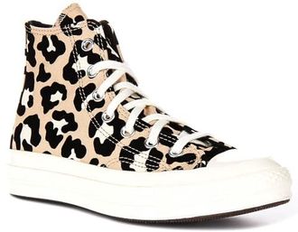 Converse Baskets &agrave; lacets Chuck 70 Hi Leopard A14945C pour femme, Noir/beige, 7.5