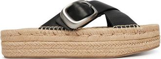 Calvin Klein Pantoletten Flatf Espadrill Cross Lth Hdw HW0HW02892 Schwarz