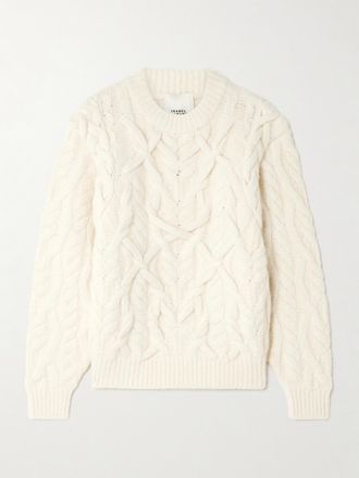 Isabel Marant Pull En Laine Mélangée À Mailles Torsadées Basiliane - Écru