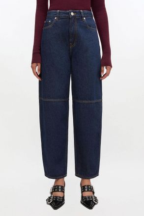 Ganni Jeans fonc&eacute;s d&eacute;lav&eacute;s Stary Bleu marine Coton biologique - Taille 28W/33L - Pour Femme