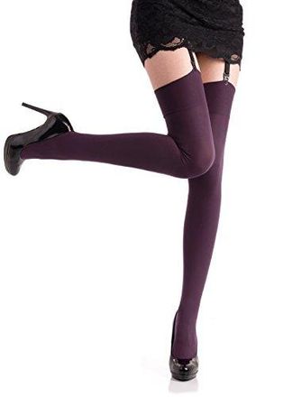 Romartex Bas opaques 80 deniers unis 8 couleurs, tailles S-XL, prune, M