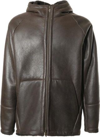 Salvatore Santoro Homme, Vestes, Brun, Taille: L Veste en cuir &agrave; capuche