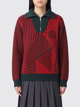 Maison Margiela Pull &agrave; col roul&eacute; ray&eacute; en m&eacute;lange de laine avec logo jacquard