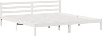 vidaXL Bettgestell mit Kopfteil Wei&szlig; 220 x 200 cm Massivholz Kiefer Vidaxl
