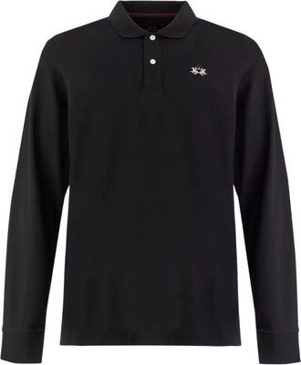 La Martina Polo manches longues en piqu&eacute; stretch - Homme - Tops - Bleu - Taille: 3XL