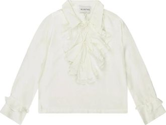 Munthe Femme, Blouses et Chemises, Beige, Taille: 46 FR Haut &Eacute;l&eacute;gant &agrave; Volants Ivoire