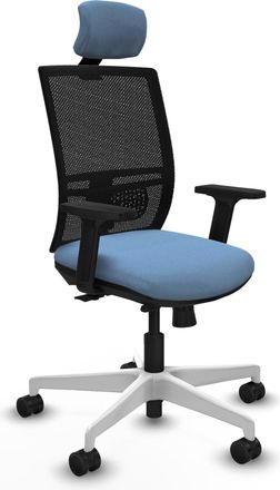 Piqueras y Crespo Computerstuhl mit 2D-Armen, h&ouml;henverstellbarer Lendenwirbelst&uuml;tze und h&ouml;henverstellbarem Kopfteil, ausgestattet mit Syncro/Traslack. Schwarz/Himmelbla