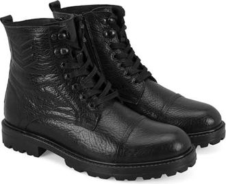 Desa Bottes en Cuir &agrave; Lacets pour Homme Talon de 3,5 cm, Respirantes | Noir - 43