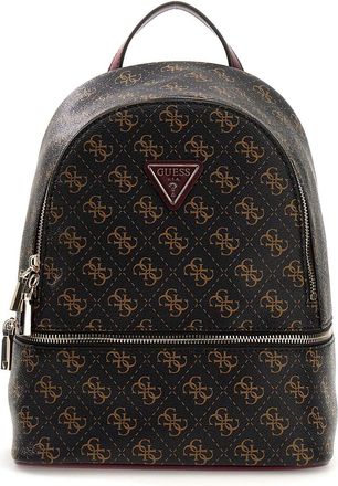 Guess Rucksack Follie Travel Small Backpack Brown Logo dunkelbraun