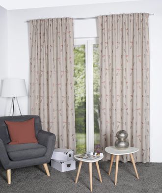 Home Wohnideen Home WOHNIDEEN blickdichter Kombibandschal FOGLIO, aus Leinenoptik, Bestickt, mit 10 cm Kombiband, Farbe: Natur, Gr&ouml;&szlig;e: 245 x 140 cm, Anzahl:1x