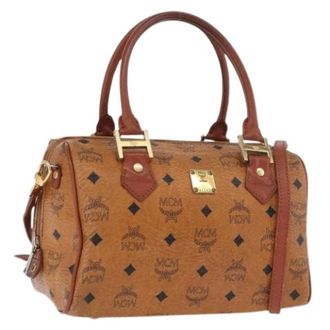 MCM Sac &agrave; main en toile Pre-owned - Femme - Pre-owned - Brun - Taille: ONE Size
