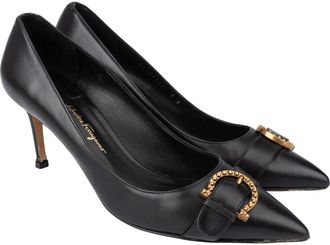 Ferragamo Hohe Schuhe - Salvatore Ferragamo Black Leather Heels (38,5) - Gr. ONE_SIZE - in Schwarz - f&uuml;r Damen