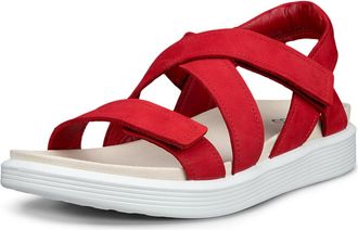 Ecco Damen Soft Cross Strap Sandale, Chili red, 38.5 EU