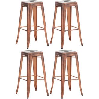 Clp Lot de 4 tabourets de bar en m&eacute;tal empilables Joshua Cuivre