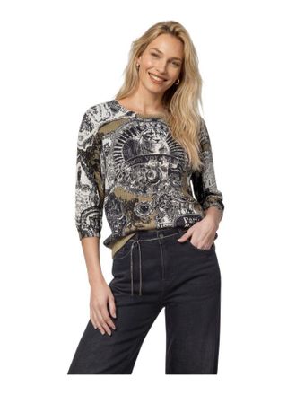 Monari Langarmshirt bunt,Casual,Baumwolle,Allover-Print,Rundhals,3/4 Arm,Regular Fit