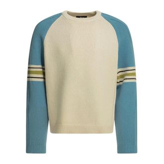 St&uuml;ssy Stripe Raglan Crew - Homme - Pulls - Beige - Taille: M