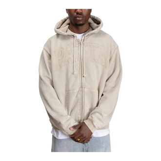 Patta Homme, Sweatshirts et sweats &agrave; capuche, Beige, Taille: XL Loopback Logo Zip Hooded Sweater