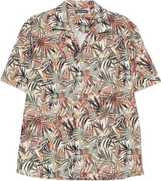 Daniele Alessandrini Homme, Chemises, Multicolore, Taille: L Chemise en coton avec manches courtes imprim&eacute;es de feuilles