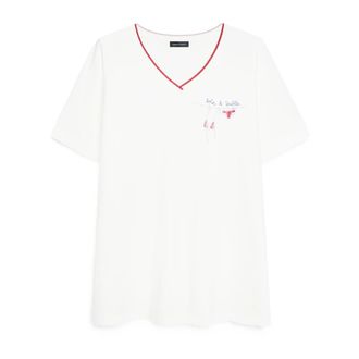 Fiorella Rubino Baumwoll-T-Shirt mit Print und Schriftzug - - Tops - Damen - Wei&szlig; - XL