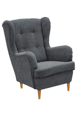 CARRYHOME Ohrensessel, Anthrazit, Eiche Wotan, Textil, Buche, massiv, 78x102x98 cm, Stoffauswahl, Wohnzimmer, Sessel, Ohrensessel