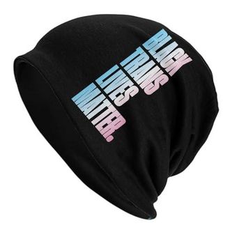 Generic Homme Femme Bonnet dhiver Les Vies Trans Comptent LGBT Bonnet &Agrave; Revers Chaud Hiver Chapeaux Doux Bonnets Tricot&eacute; pour Cyclisme Quotidien Course