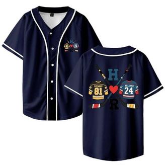 Generic HeatRivalry Hollander Rozanov T-shirt de baseball col en V unisexe &agrave; manches courtes Streetwear, bleu marine, 3XL