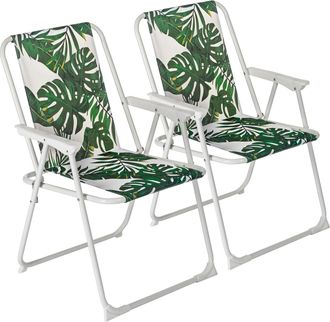 Harbour Housewares Klappe Metall Beachst&uuml;hle - Bananenblatt - 2 -Pack Von 2