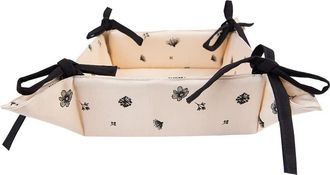 Clayre & Eef Brötchenkorb 35x35x8 cm Beige Schwarz Baumwolle Blumen