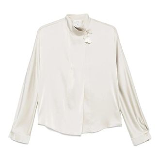 Forte_Forte Kimono-Hemdbluse aus schwerem Stretch-Seidensatin - - Blouses & Shirts - Damen - Wei&szlig; - M