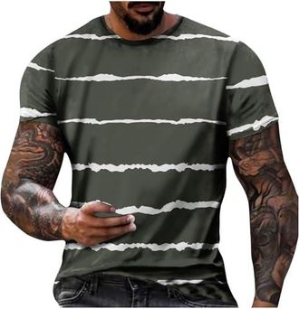 Generic T-shirt &agrave; rayures pour homme - Chemisier ample d&eacute;contract&eacute; imprim&eacute; &agrave; manches courtes, Jn, XXL