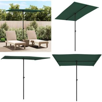 vidaXL Parasol de jardin avec m&acirc;t en aluminium 2x1,5 m Vert - Parapluie De Jardin - Parasol Rectangulaire - Parasol Ext&eacute;rieur - Parasol Vert - Parasol