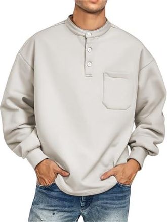 Generic Pull en polaire pour homme - Chaud - Manches longues - Avec fermeture &eacute;clair quart - Chaud et respirant - Veste de loisirs dext&eacute;rieur - Pour homme - H