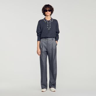 Sandro Pullover mit Schmuck-Polokragen